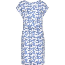Damen Jerseykleid blau-creme-bedruckt Gr&ouml;&szlig;e 44