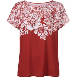 CR&Eacute;ATION L Damen Schlupfbluse mit Bl&uuml;ten-Druck rot-wei&szlig;-bedruckt Gr&ouml;&szlig;e 38