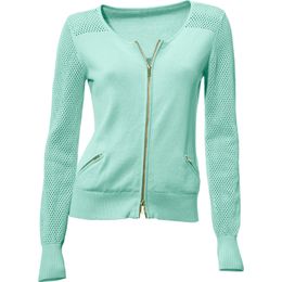 Heine Damen Feinstrickjacke mit 2-Wege-Rei&szlig;verschluss mint Gr&ouml;&szlig;e 38
