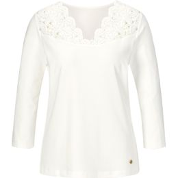 CREATION L PREMIUM Damen V-Shirt mit Spitze, Modal-Mix ecru Gr&ouml;&szlig;e 40