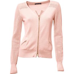 Heine Damen Feinstrickjacke mit 2-Wege-Rei&szlig;verschluss rosa Gr&ouml;&szlig;e 40