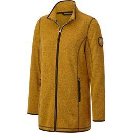 CR&Eacute;ATION L Damen Strickfleecejacke in Longform ocker-schwarz-gemustert Gr&ouml;&szlig;e 38