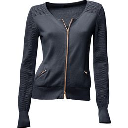 Heine Damen Feinstrickjacke mit 2-Wege-Rei&szlig;verschluss marine Gr&ouml;&szlig;e 38