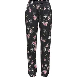 Vivance Damen Jerseyhose schwarz-mauve bedruckt Gr&ouml;&szlig;e 46