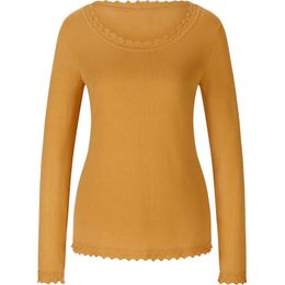 Heine Damen Ajourpullover im Viskose-Baumwoll-Mix ocker Gr&ouml;&szlig;e 38