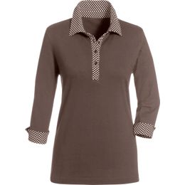 CR&Eacute;ATION L Damen Poloshirt mit Kontrast-Akzenten taupe Gr&ouml;&szlig;e 38
