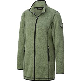 CR&Eacute;ATION L Damen Strickfleecejacke in Longform eucalyptus-schwarz-gemustert Gr&ouml;&szlig;e 38