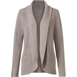 CR&Eacute;ATION L Damen Strickjacke mit Schalkragen taupe-meliert Gr&ouml;&szlig;e 38