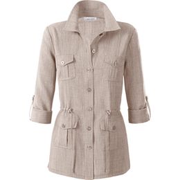 CR&Eacute;ATION L Damen Blusenblazer in Leinen-Optik stein Gr&ouml;&szlig;e 21