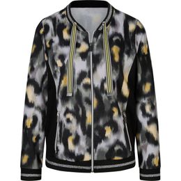 CR&Eacute;ATION L Damen Jacke hellgrau-zitrone-bedruckt Gr&ouml;&szlig;e 40/42