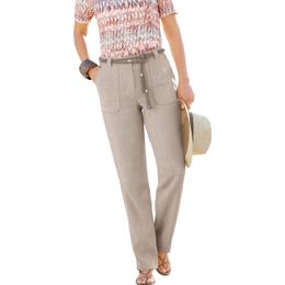 CR&Eacute;ATION L Damen Palazzohose in Leinen-Optik stein Gr&ouml;&szlig;e 19