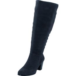 sheego Damen Weitschaftstiefel aus Velours-Lederimitat jeansblau Gr&ouml;&szlig;e 38