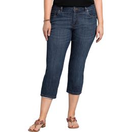 sheego Damen Caprijeans mit Krempelfunktion dark blue denim Gr&ouml;&szlig;e 52