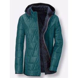 Damen Wendejacke mit Kapuze, abzippbar petrol, Gr&ouml;&szlig;e 52