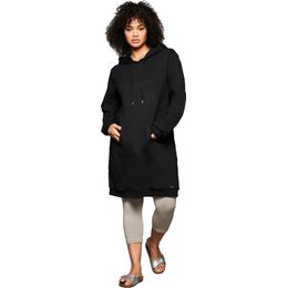 sheego Damen Shirtkleid mit Kapuze und K&auml;ngurutasche schwarz Gr&ouml;&szlig;e 56/58