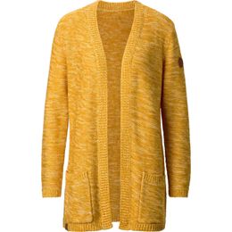 CR&Eacute;ATION L Damen Strickjacke in Longform, meliert ocker-meliert Gr&ouml;&szlig;e 54