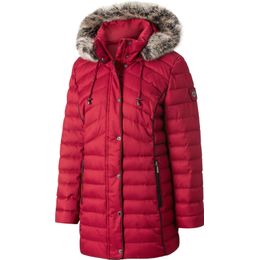 CR&Eacute;ATION L Damen Steppjacke mit abnehmbarem Pelz-Imitat rot-kirsche-gemustert Gr&ouml;&szlig;e 36