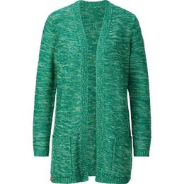 CR&Eacute;ATION L Damen Strickjacke in Longform, meliert gr&uuml;n-meliert Gr&ouml;&szlig;e 54