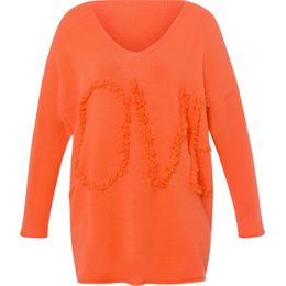 Heine Damen Oversize-Pullover mit Fransen orange Gr&ouml;&szlig;e 36/38