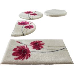 Grund unisex Badgarnitur ecru-beere Gr&ouml;&szlig;e 47x50 cm + 45x50 cm - Deckelbezug + WC-Vorlage mit Ausschnitt