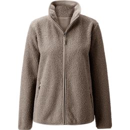 CR&Eacute;ATION L Damen Fleecejacke mit Rei&szlig;verschluss-Taschen taupe Gr&ouml;&szlig;e 42