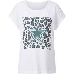 CR&Eacute;ATION L Damen Shirt mit Animal- und Stern-Motiv jade-wei&szlig; Gr&ouml;&szlig;e 46
