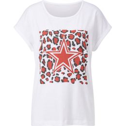 CR&Eacute;ATION L Damen Shirt mit Animal- und Stern-Motiv grapefruit-wei&szlig; Gr&ouml;&szlig;e 40