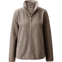 CR&Eacute;ATION L Damen Fleecejacke mit Rei&szlig;verschluss-Taschen taupe Gr&ouml;&szlig;e 54