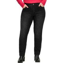 sheego Damen Jeans schmal, mit extra-weitem Oberschenkel black denim Gr&ouml;&szlig;e 21