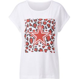 CR&Eacute;ATION L Damen Shirt mit Animal- und Stern-Motiv grapefruit-wei&szlig; Gr&ouml;&szlig;e 44