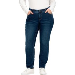 sheego Damen 5-Pocket-Jeans in schmaler Form dark blue denim Gr&ouml;&szlig;e 54