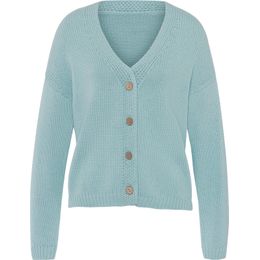 Heine Damen Strickjacke mit Kn&ouml;pfen in Holz-Optik mint Gr&ouml;&szlig;e 38