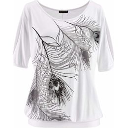 Lascana Damen Strandshirt wei&szlig;-bedruckt Gr&ouml;&szlig;e 48/50