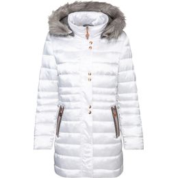 CR&Eacute;ATION L Damen Steppjacke mit Pelz-Imitat wei&szlig; Gr&ouml;&szlig;e 42