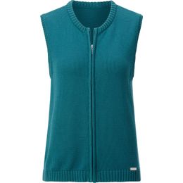 CR&Eacute;ATION L Damen Strickweste mit Rei&szlig;verschluss petrol Gr&ouml;&szlig;e 46