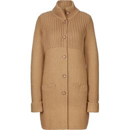 Heine Damen Strickjacke mit Stehkragen camel Gr&ouml;&szlig;e 34