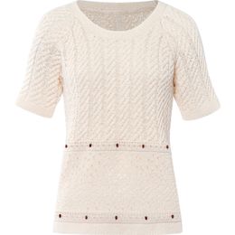 Heine Damen Kurzarmpullover mit Cut-outs champagner Gr&ouml;&szlig;e 34