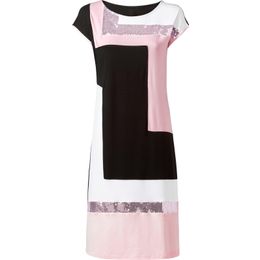 CR&Eacute;ATION L Damen Jerseykleid mit Pailletten-Verzierung schwarz-hellros&eacute;-gemustert Gr&ouml;&szlig;e 40