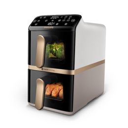 Philips Hei&szlig;luftfritteuse &raquo;NA462/80 4000 Series Stacked Dual Basket und 10L Kapazit&auml;t (5+5L)&laquo; 2750 W Fassungsverm&ouml;gen 0 l RapidAir Technologie; Wei&szlig;/Beige, 