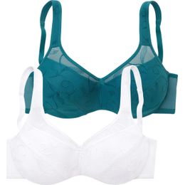 Petite Fleur Damen Minimizer-BH petrol+wei&szlig; Gr&ouml;&szlig;e 75C