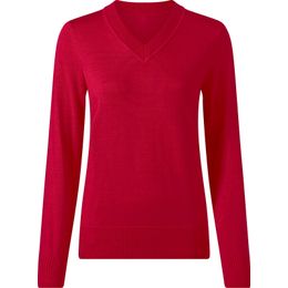 CR&Eacute;ATION L Damen V-Ausschnitt-Pullover aus Feinstrick rot Gr&ouml;&szlig;e 44