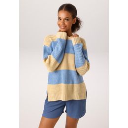 Aniston Casual Damen Aniston CASUAL Strickpullover im Colorblocking mit breiten Streifen - NEUE KOLLEKTION 34