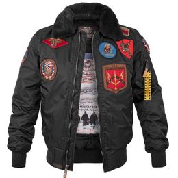 Top Gun Fliegerjacke B-15 mit Patches schwarz, Gr&ouml;&szlig;e XXL