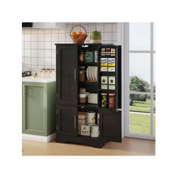 ABRIHOME 4-t&uuml;riger K&uuml;chenschrank mit LED und 3D-Wellendesign in Schwarz, 120x60x40 cm | Gr.: onesize