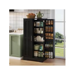 ABRIHOME K&uuml;chenschrank mit LED und 2 T&uuml;ren & Verstellbare B&ouml;den in Schwarz, 120x60x40 cm | Gr.: onesize