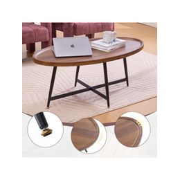 ABRIHOME Couchtisch Oval Holztischplatte & Schwarzes Metallgestell, 110x55 cm | Gr.: onesize