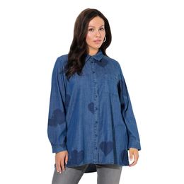 Ulla Popken Hemdbluse in blue denim | Gr.: 54-56
