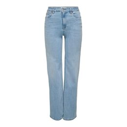 Only Wide Fit Jeans mit hoher Taille und G&uuml;rtelschlaufen in Light Blue Denim | Gr.: 30