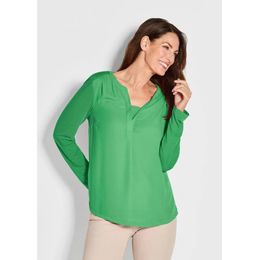 GOLDNER Blusenshirt Elegantes Chiffonshirt mit Jersey-Details in gr&uuml;n | Gr.: 44
