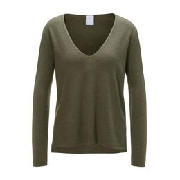 Madeleine Mode MADELEINE Kaschmirpullover mit V-Ausschnitt in khaki | Gr.: 44